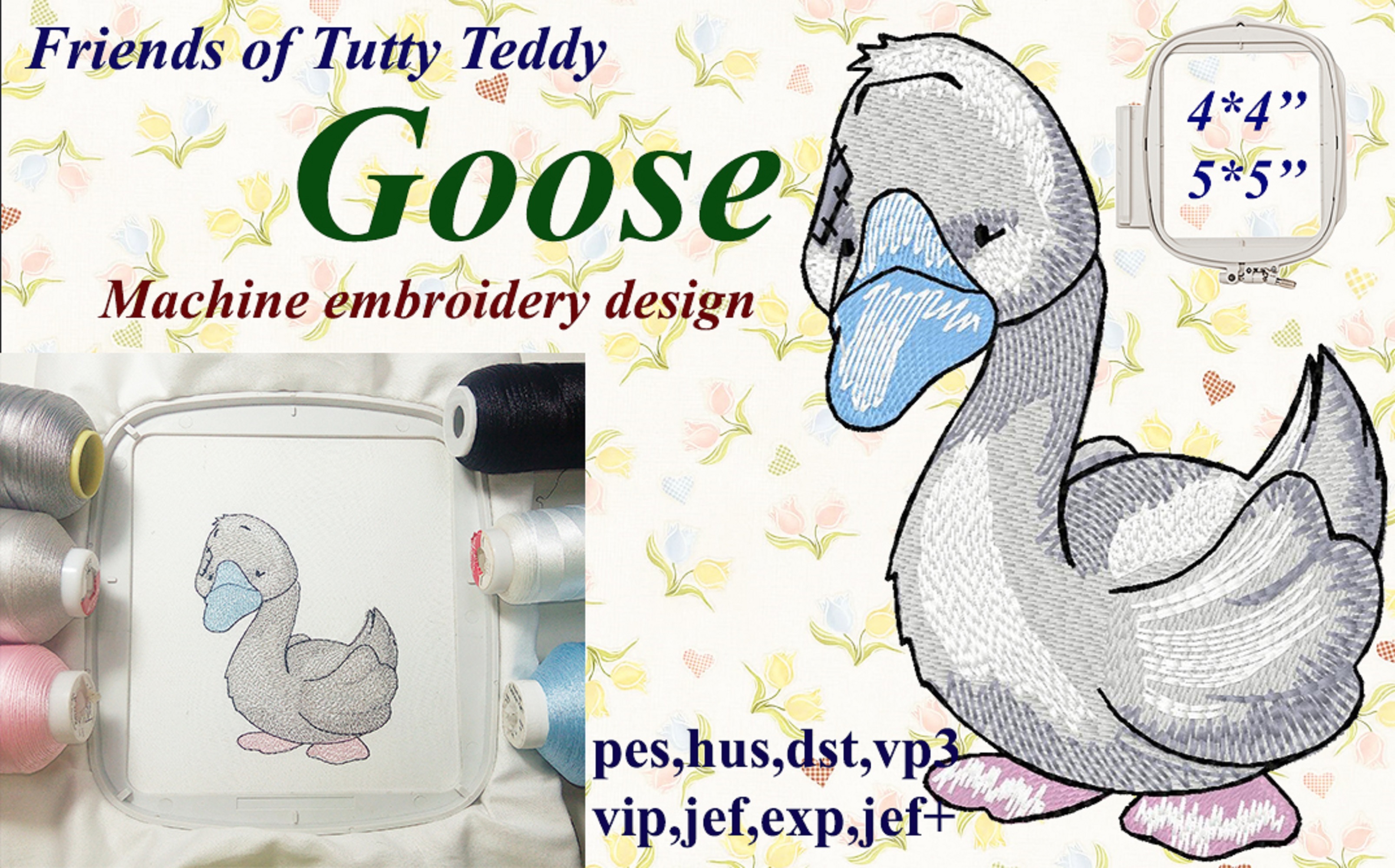 Goose Tatty Teddy Friend 2 Sizes Machine Embroidery Design | Inspire Uplift