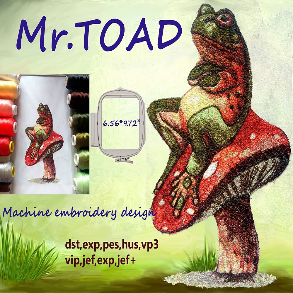 Toad 7x11 Machine Embroidery Design DIGITAL EMBROIDERY - Inspire Uplift