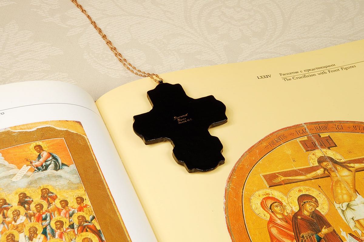 Hand-painted cross icon pendant Crucifix religious gift - Inspire Uplift