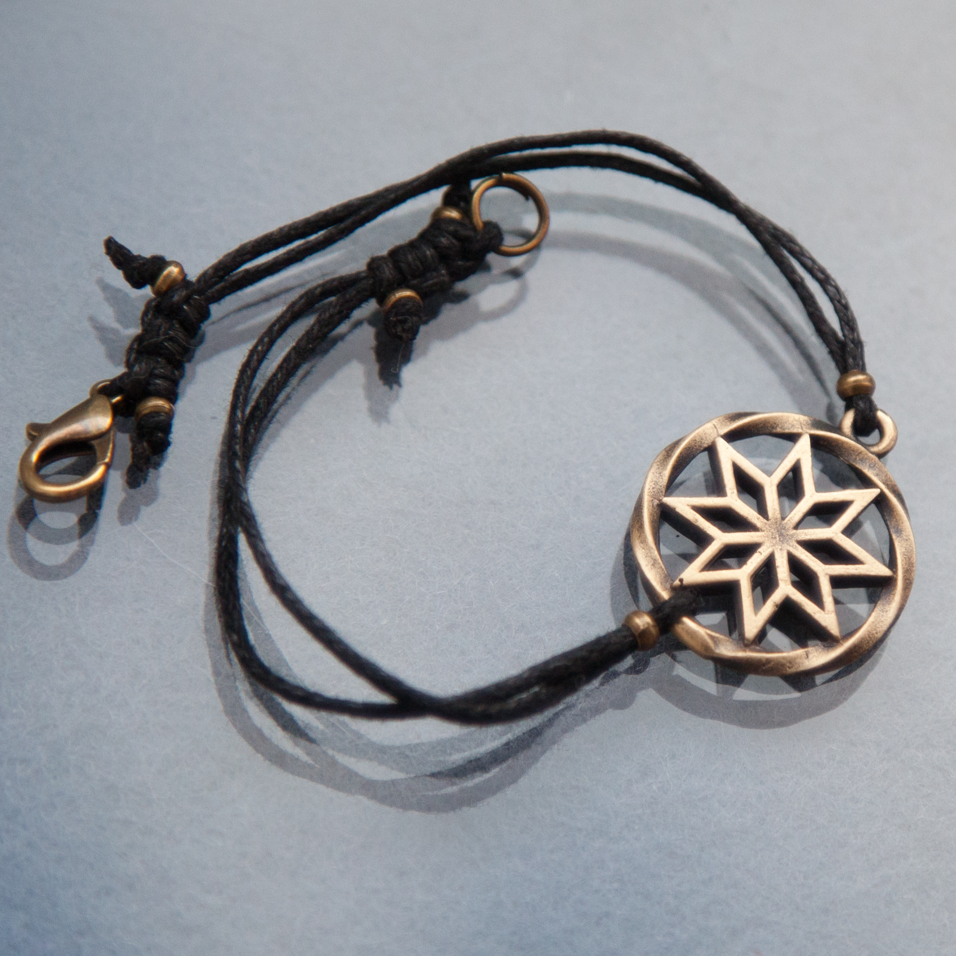 Alatir star bracelet in bronze on cotton rope. Pagan jewelry - Inspire ...