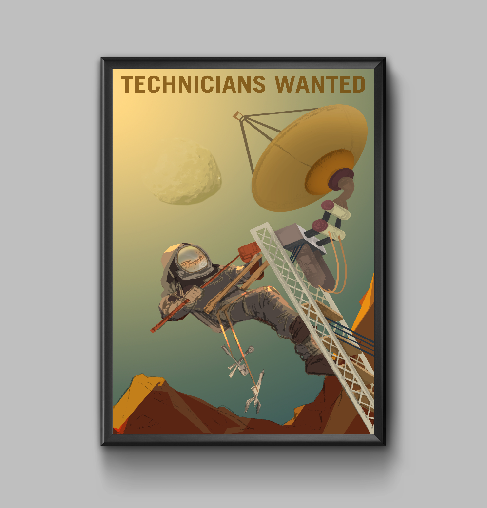 Technicians wanted, space exploration poster, digital downlo | Inspire ...