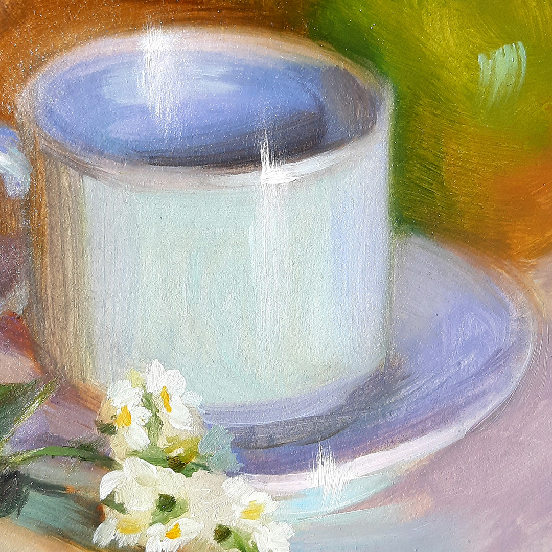 Tea Cup Painting Original Art Still life Artwork Apple Wall - Inspire ...