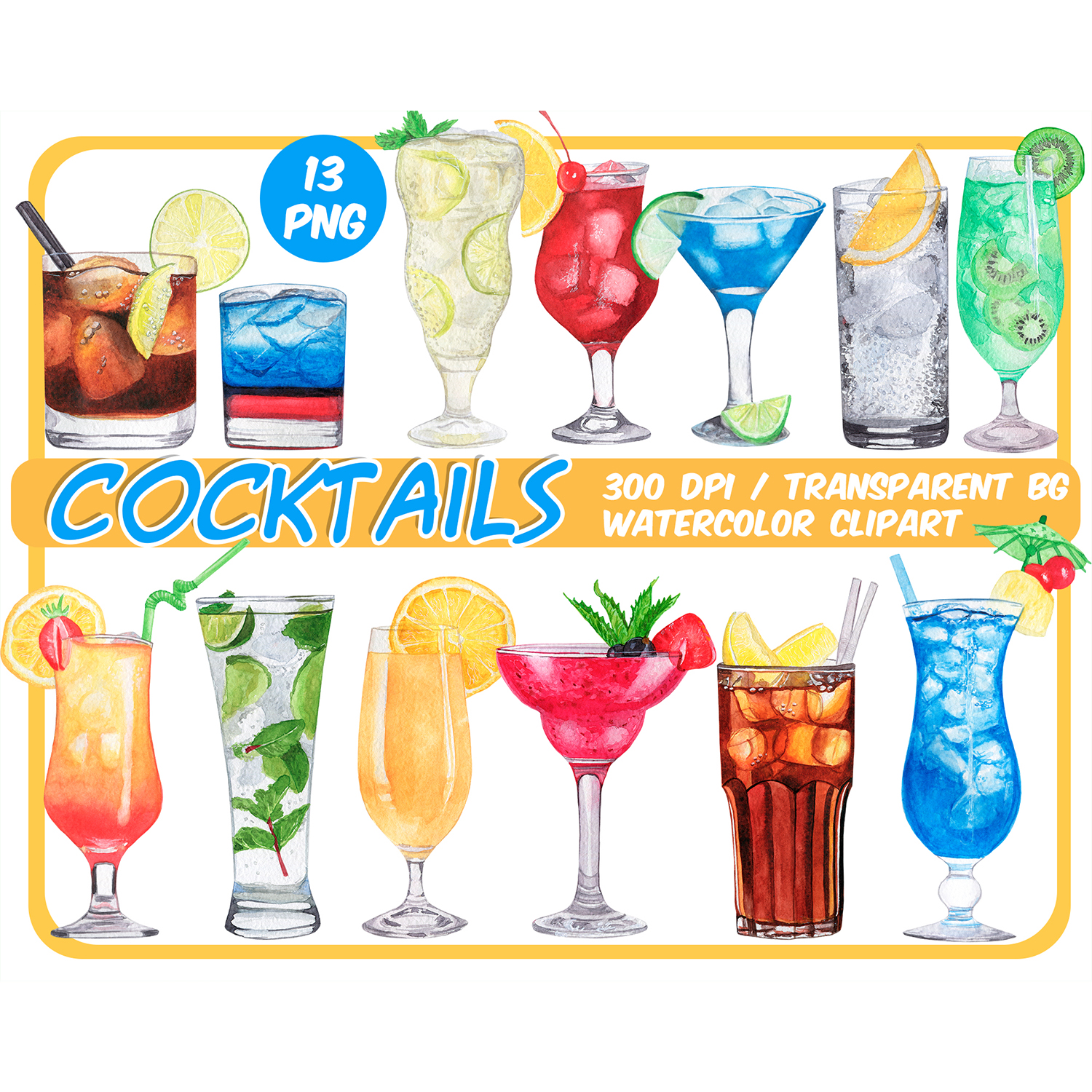 Watercolor tropical Cocktails clipart - Alcoholic Drinks png | Inspire ...