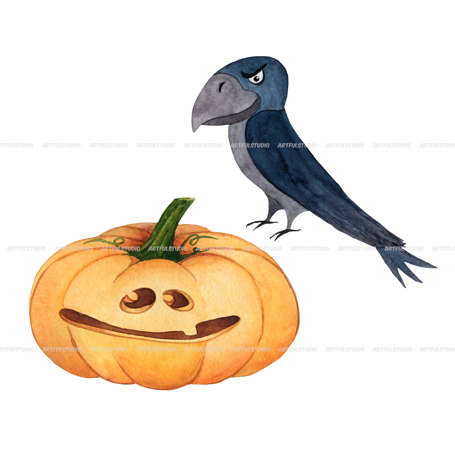Watercolor Jack-o-Lantern Clipart - Halloween Pumpkins PNG - Inspire Uplift