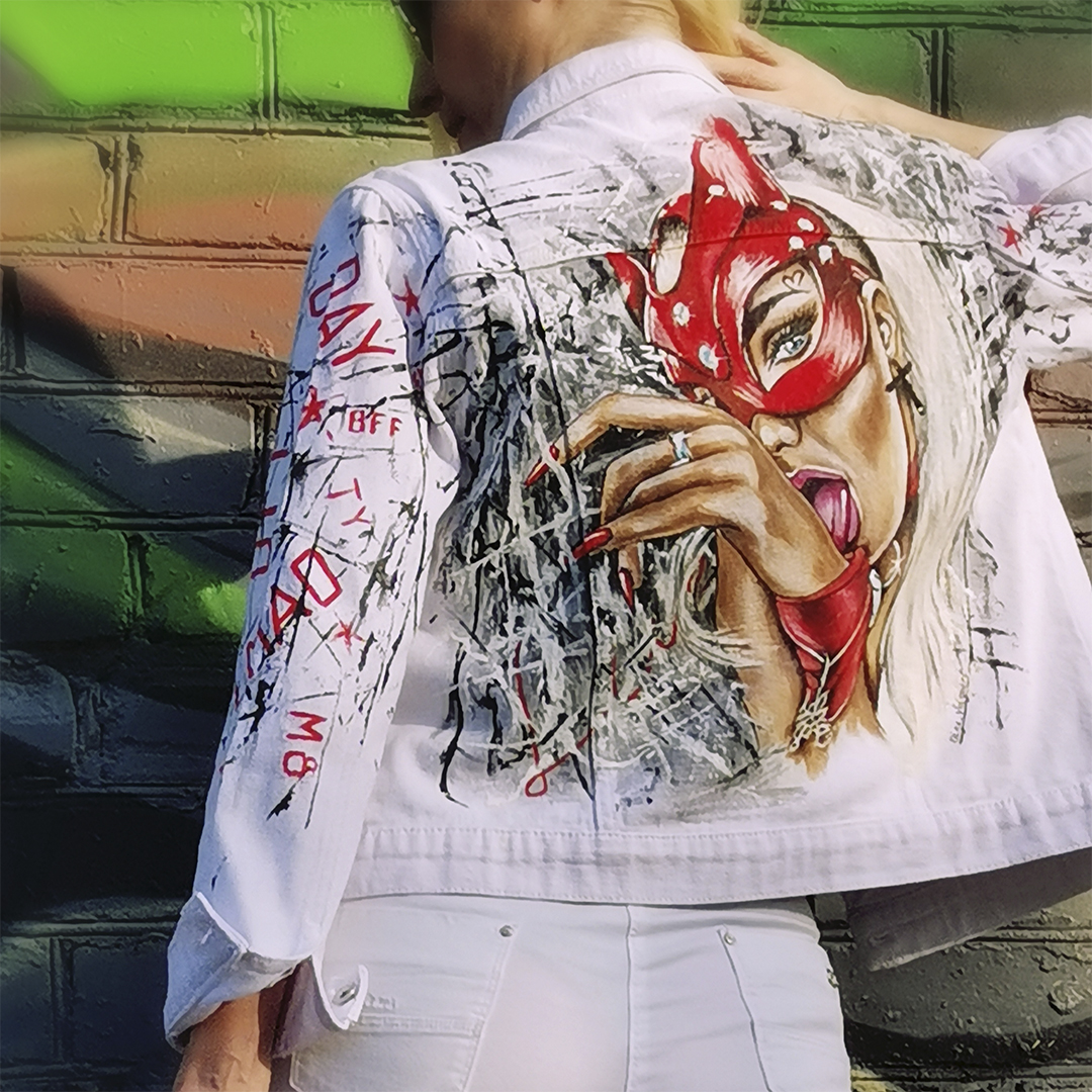 fabric painted clothes, white women cotton jacket, Custom de - Inspire ...