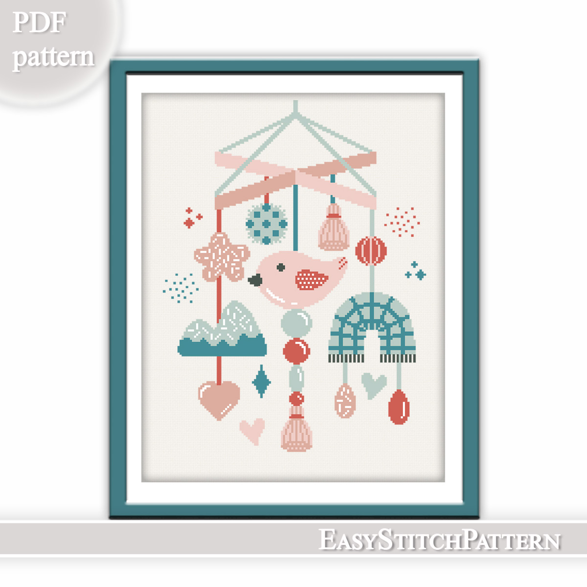 Nursery Cross Stitch Pattern. Baby mobile Cross Stitch. | Inspire Uplift
