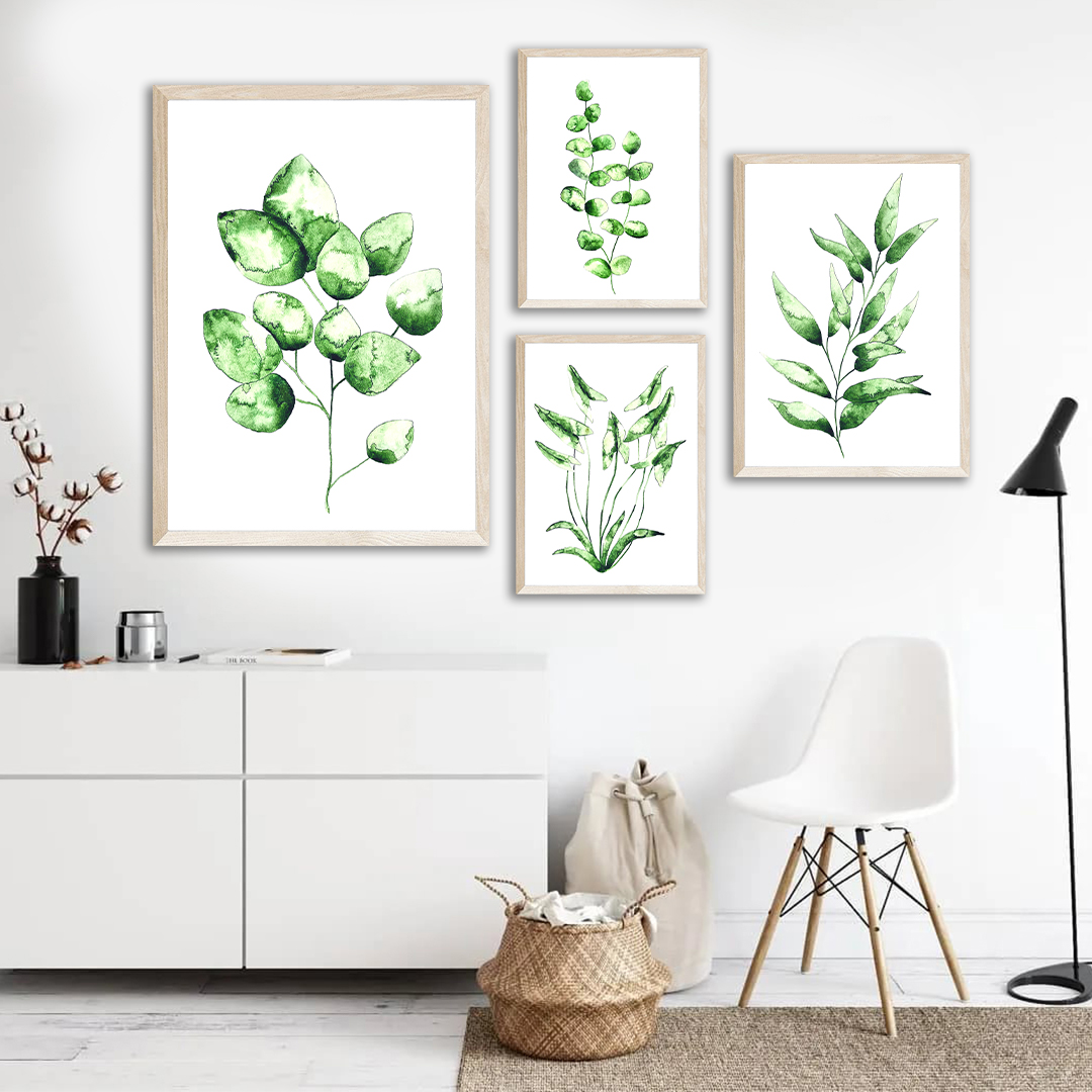 Set of 4 Botanical Print Set, Plant Posters, Greenery Prints - Inspire ...