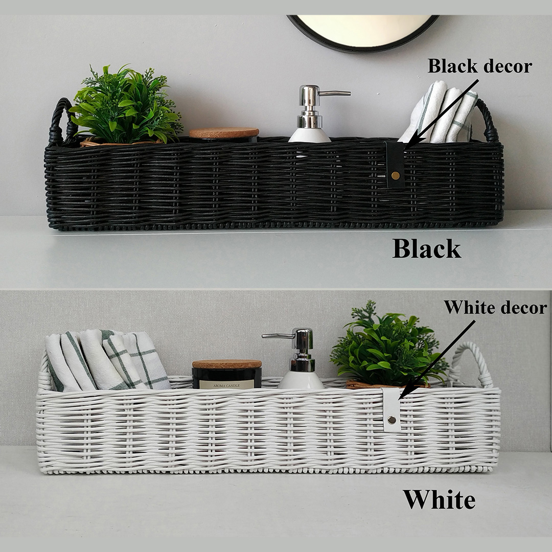 Black wicker basket. Extra long basket for shelf. Long narro - Inspire ...