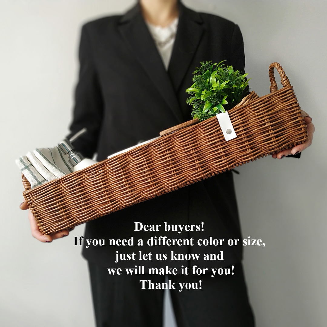 Black wicker basket. Extra long basket for shelf. Long narro - Inspire ...