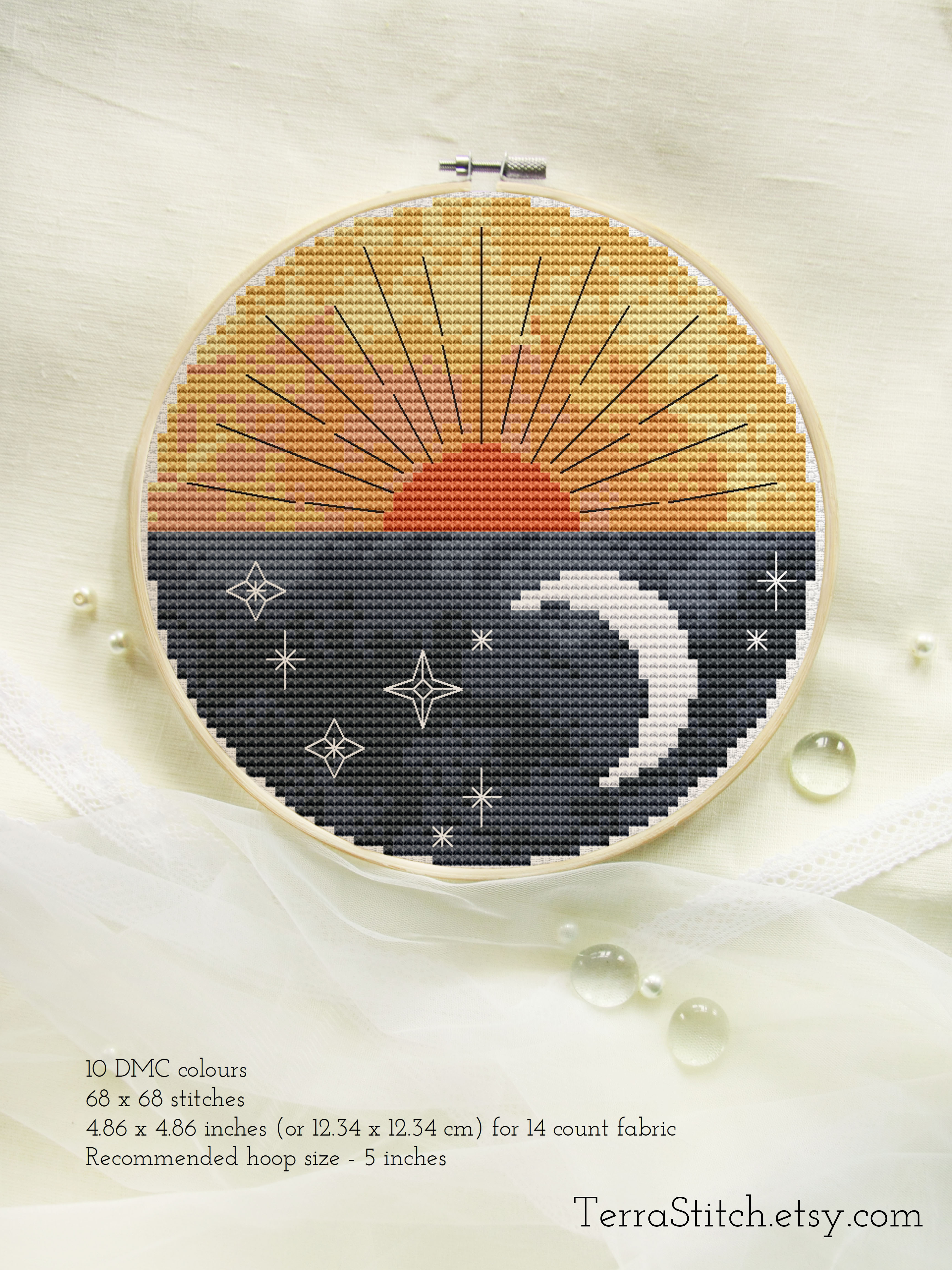 Sun and moon cross stitch pattern Modern cross stitch PDF Co - Inspire ...