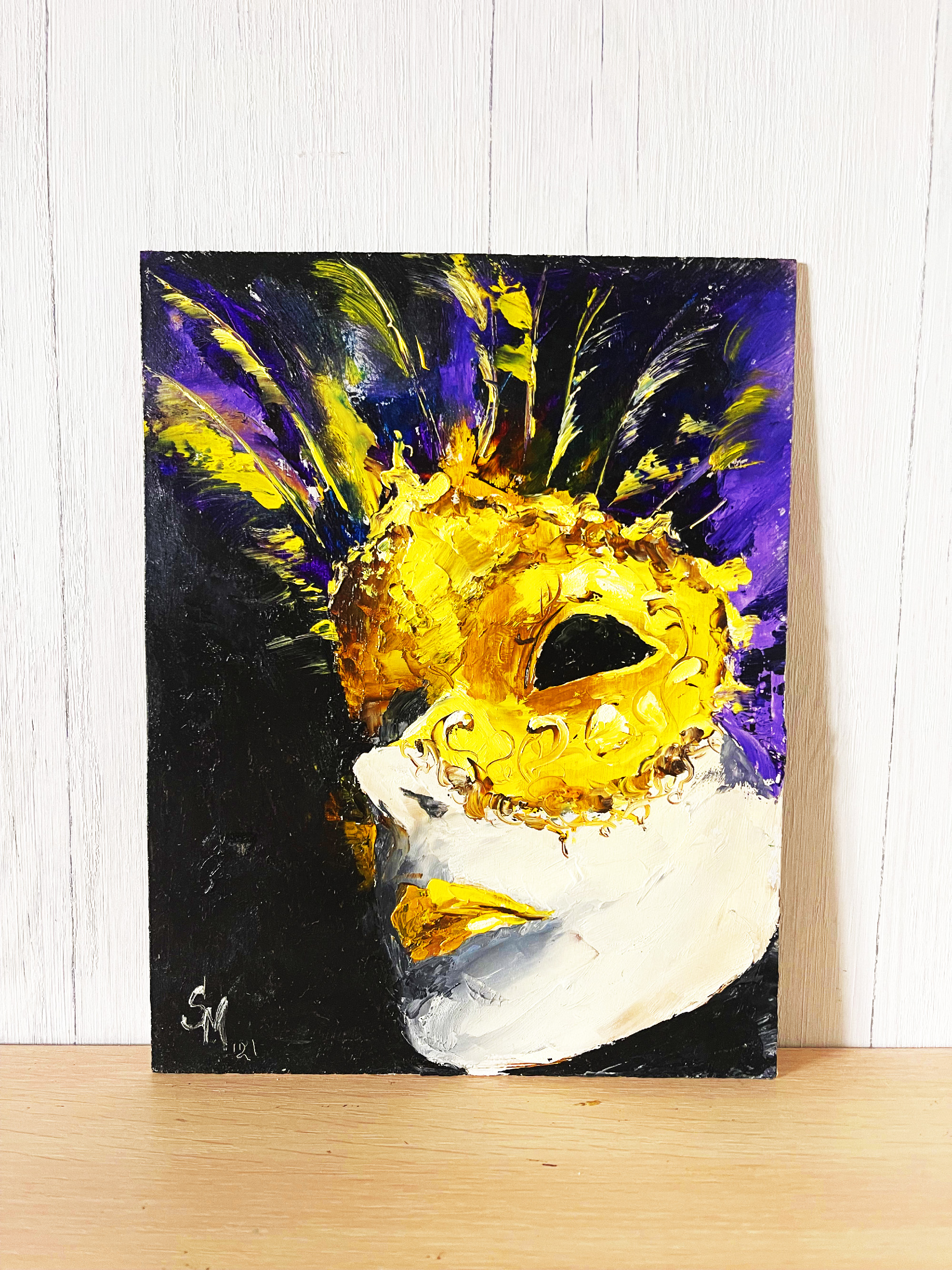 Venecian mask Painting Original Oil Art Faceless Venice | Inspire Uplift