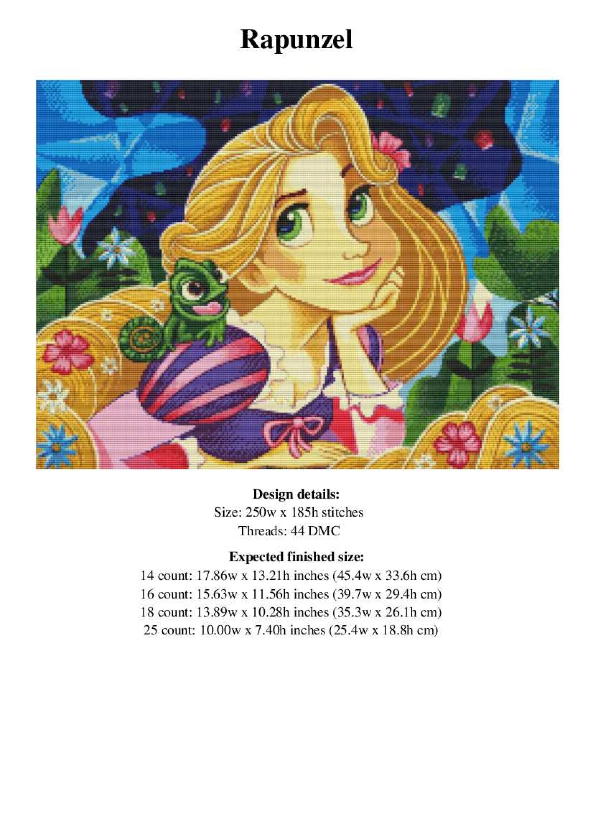 Rapunzel Cross Stitch Pattern / Disney Cross Stitch Pattern - Inspire Uplift