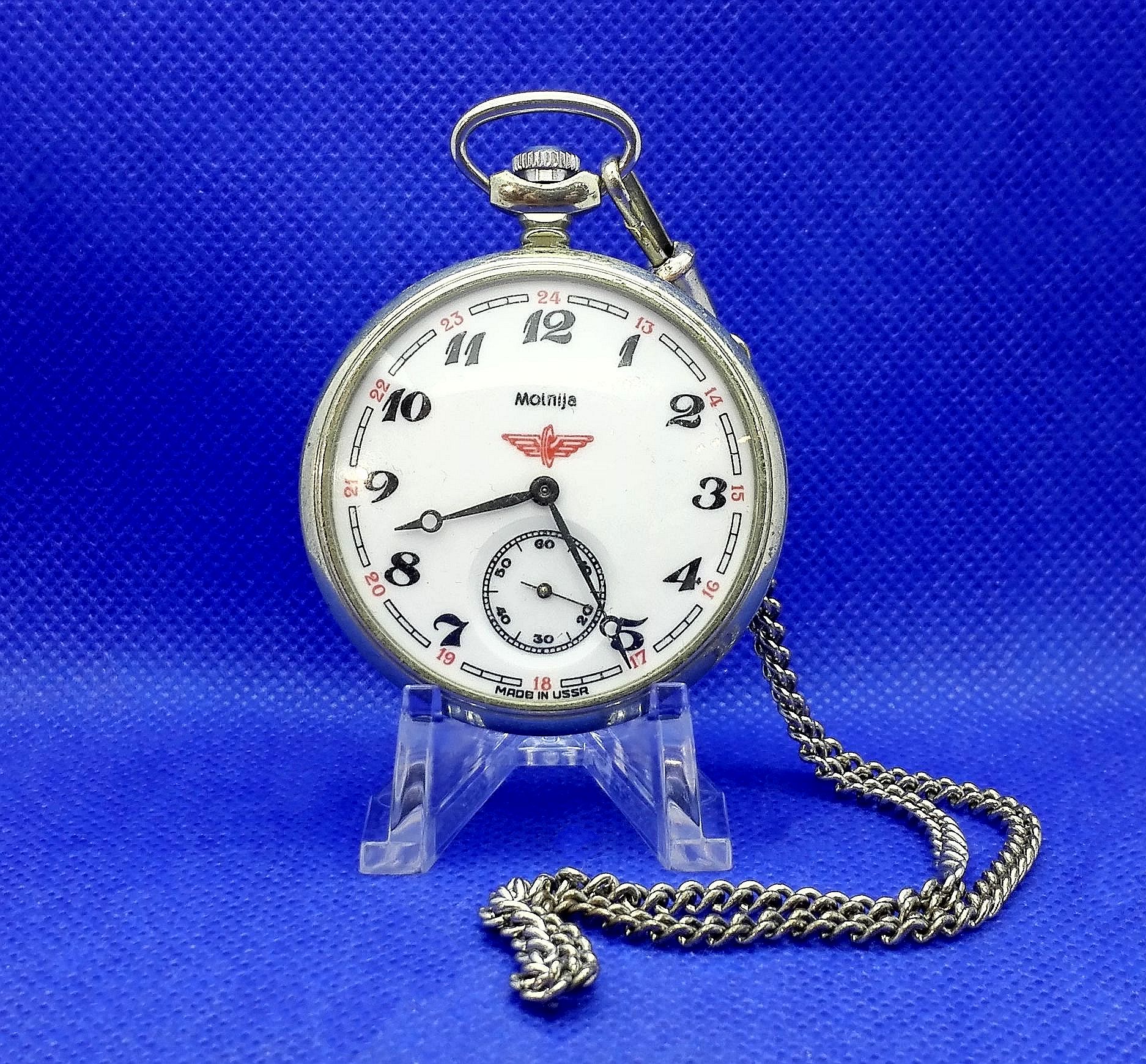 Vintage Pocket Watch Molnija Train. Rare Mechanical Watch - Inspire Uplift