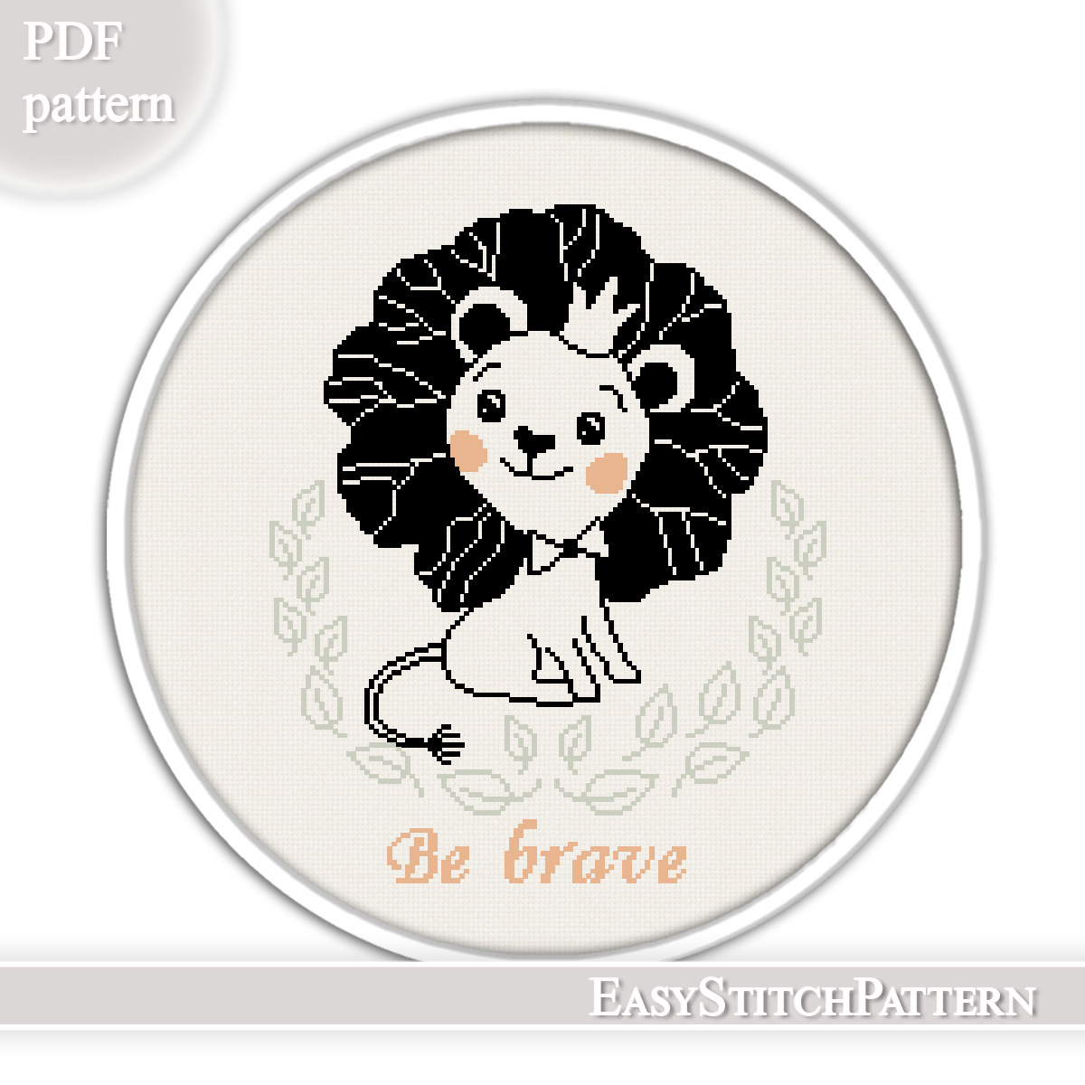 Be brave Cross Stitch Pattern. Nursery Cross Stitch. Animal - Inspire ...