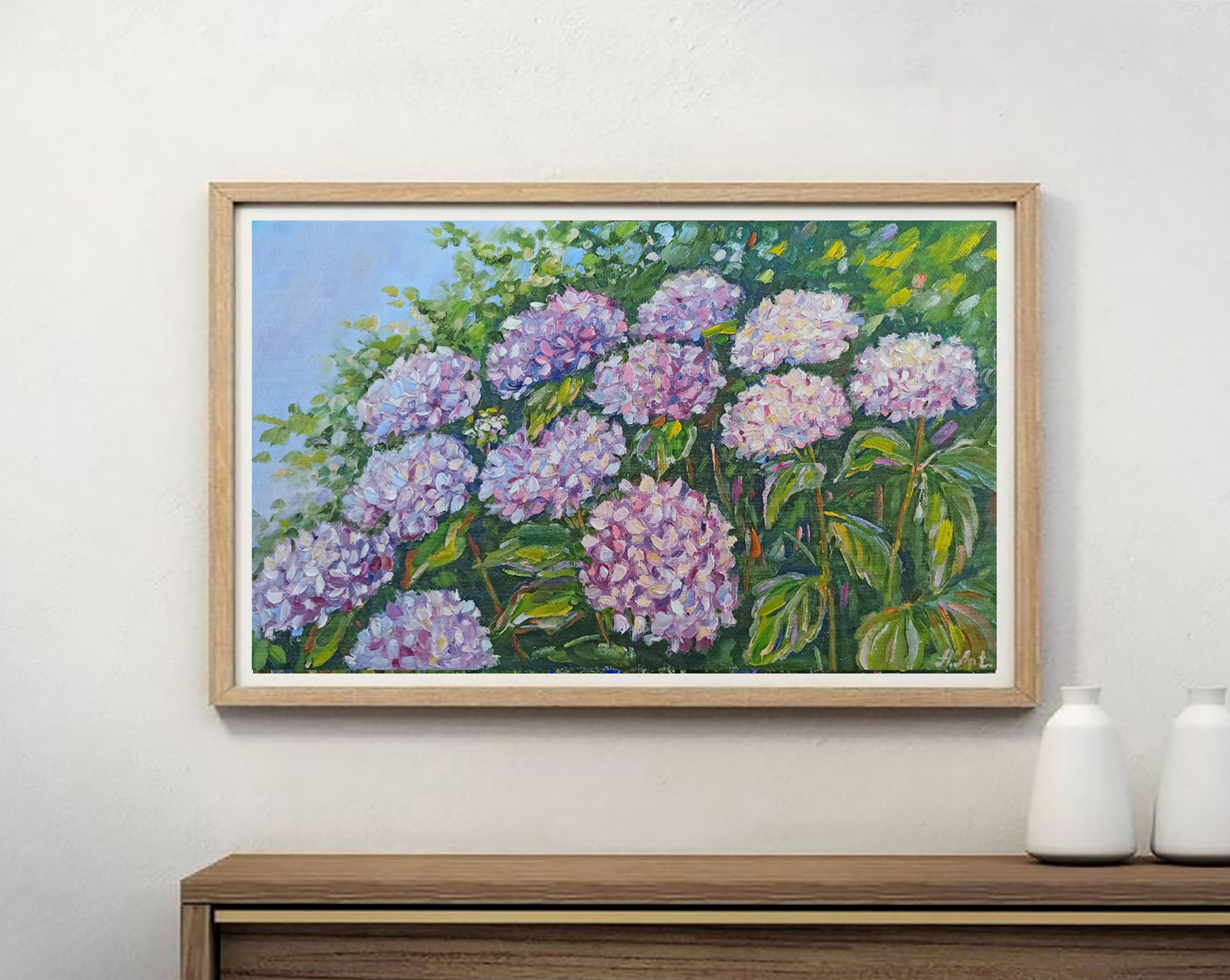 Hydrangea Oil Painting Original Art Flower Artwork Floral Wa - Inspire ...