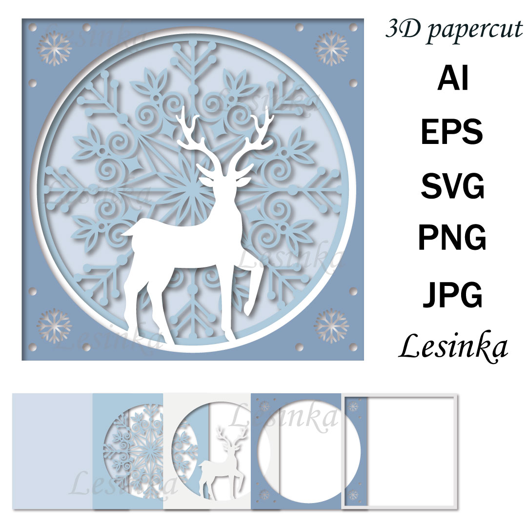 3D greeting card, Christmas deer, multi-layered illustration | Inspire ...