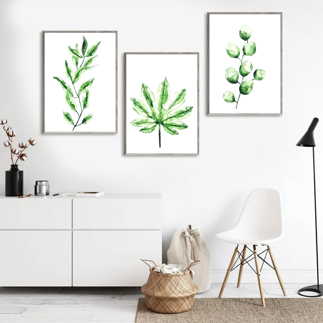 Set of 3 Botanical Print Set, Plant Posters, Greenery Prints - Inspire ...