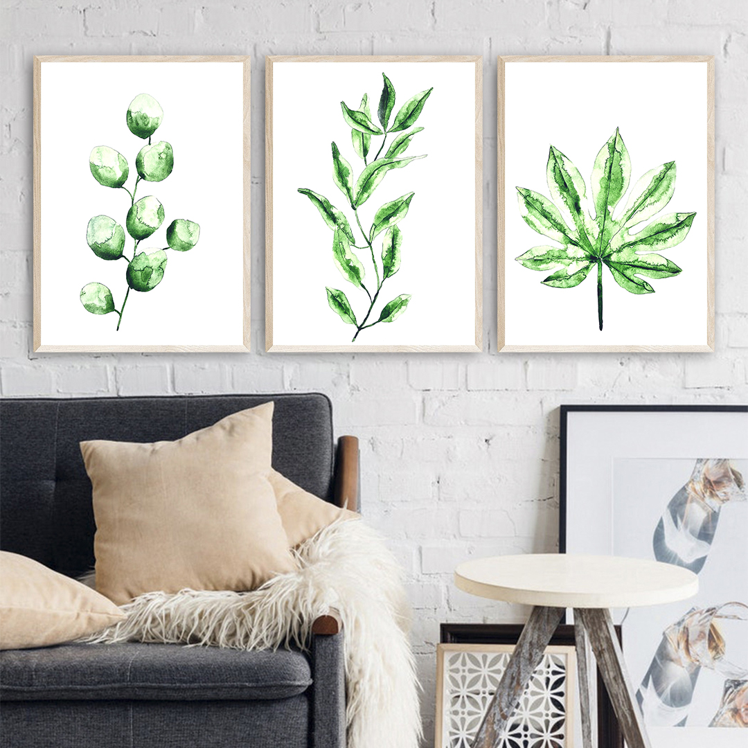 Set of 3 Botanical Print Set, Plant Posters, Greenery Prints - Inspire ...