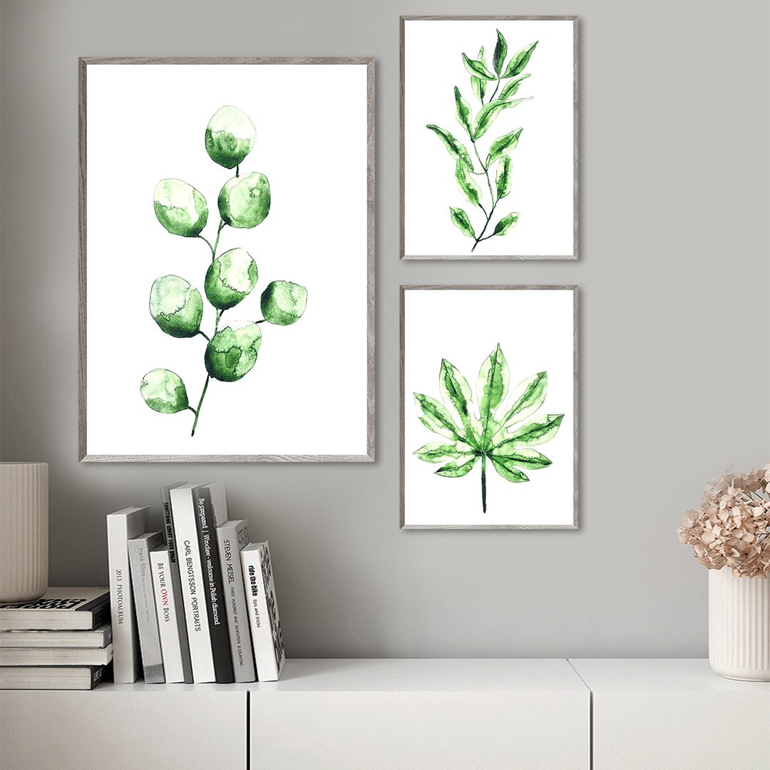 Set of 3 Botanical Print Set, Plant Posters, Greenery Prints - Inspire ...