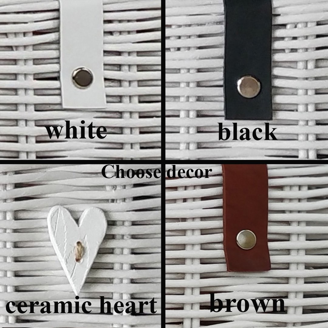 White extra long basket for shelf Rectangular wicker basket - Inspire ...