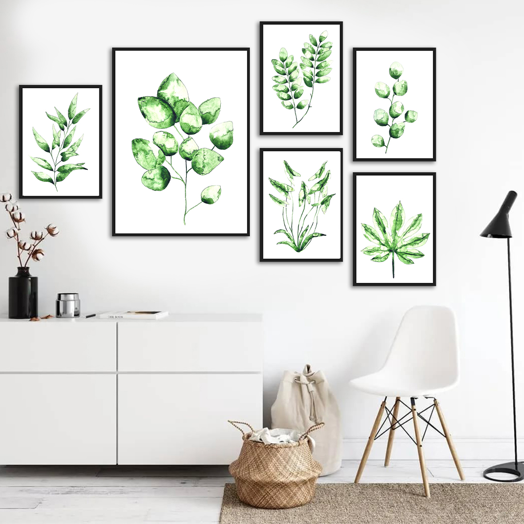 Set of 6 Botanical Print Set, Plant Posters, Greenery Prints - Inspire ...