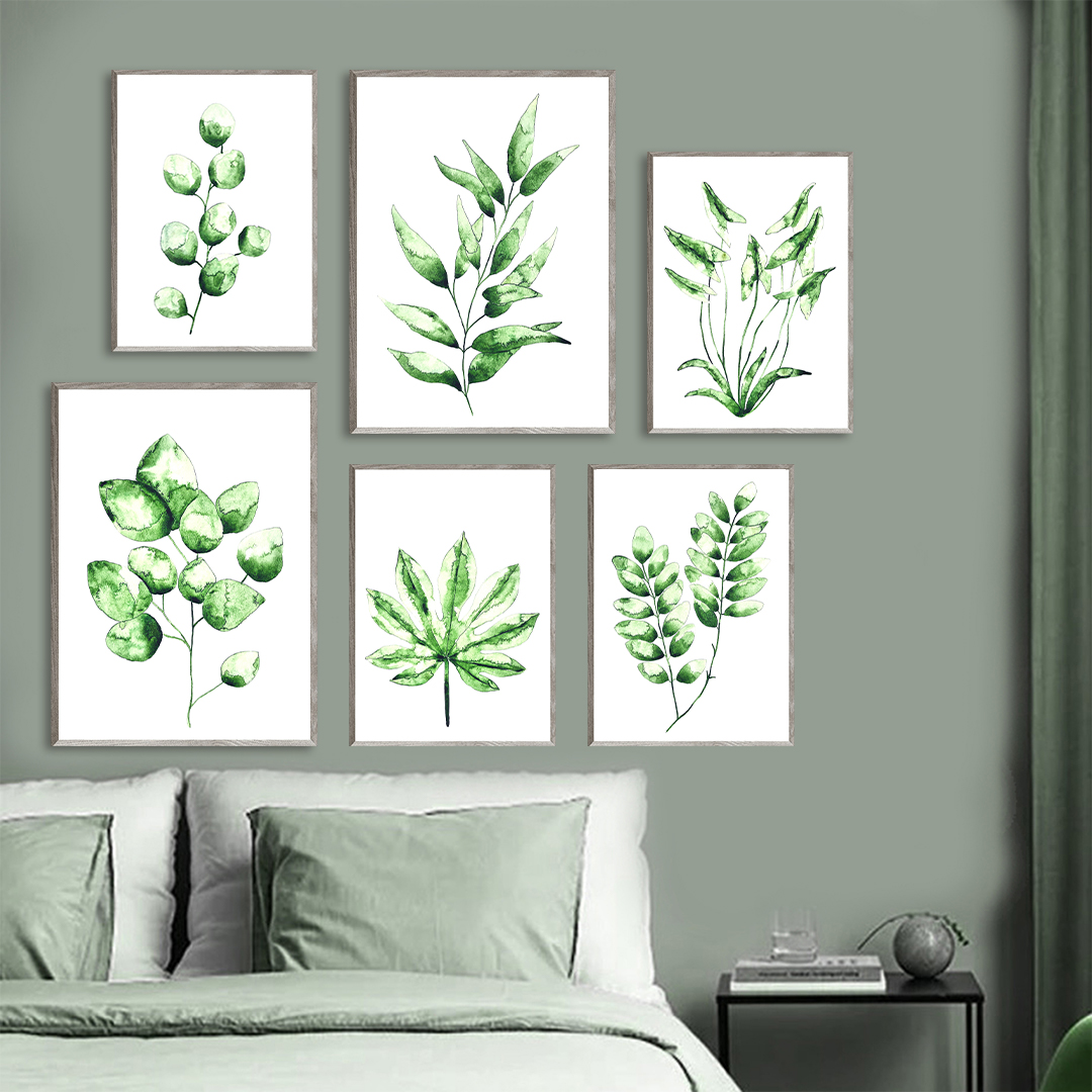 Set of 6 Botanical Print Set, Plant Posters, Greenery Prints - Inspire ...