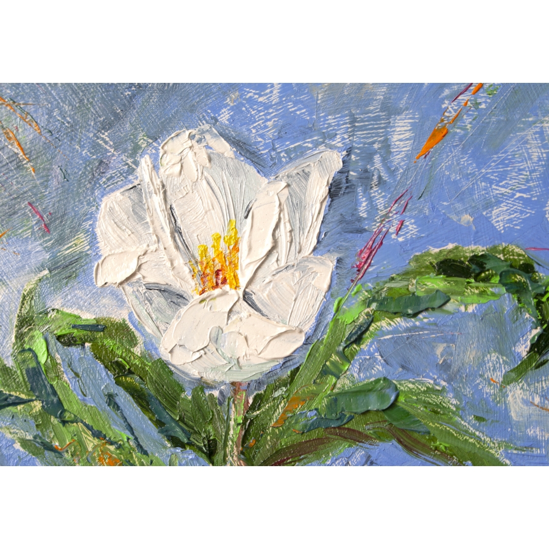 Snowdrop Original Art Oil painting on cardboard - Inspire Uplift