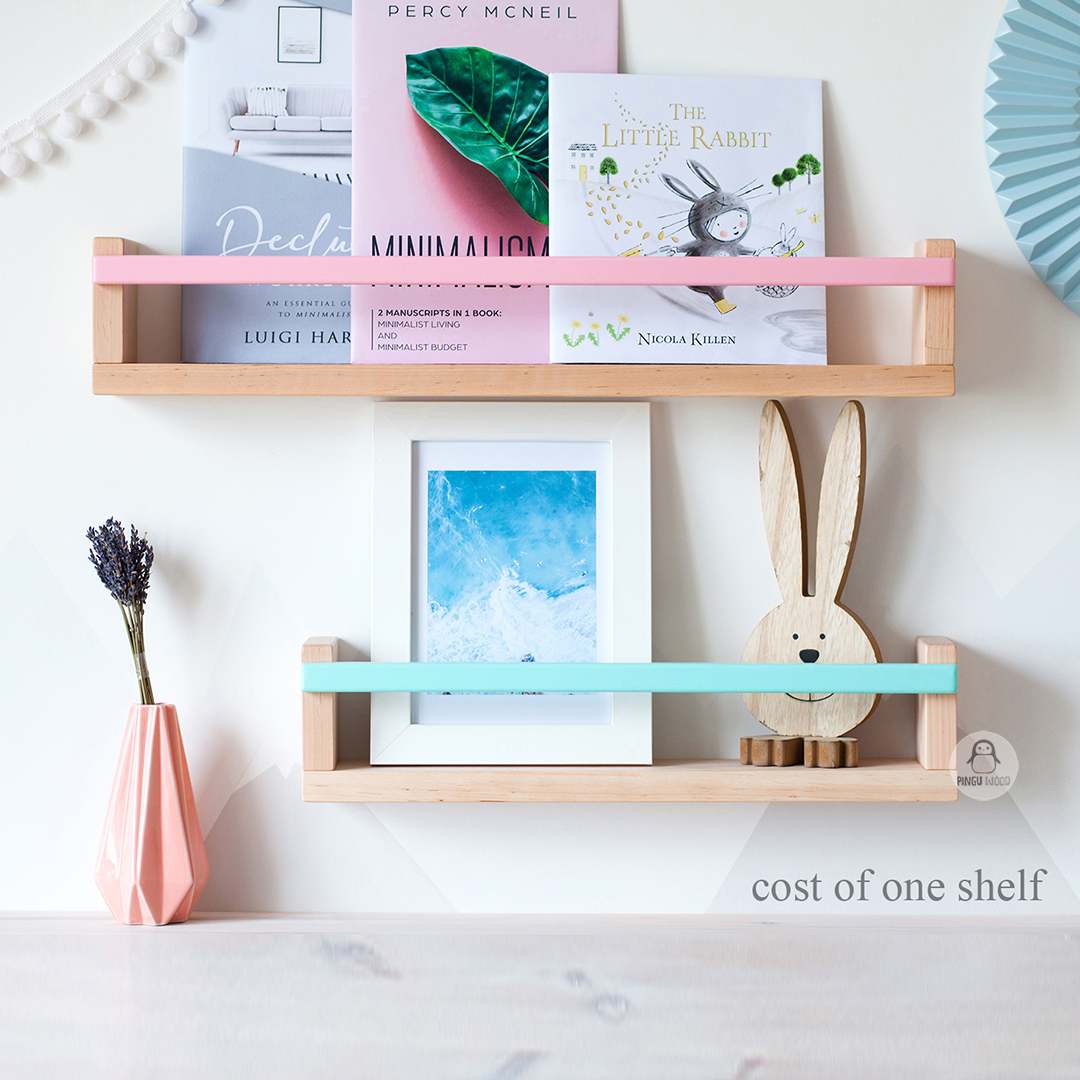 One Kids Book Wall Shelf, Floating Nursery Wooden Bookshelf, | Inspire ...