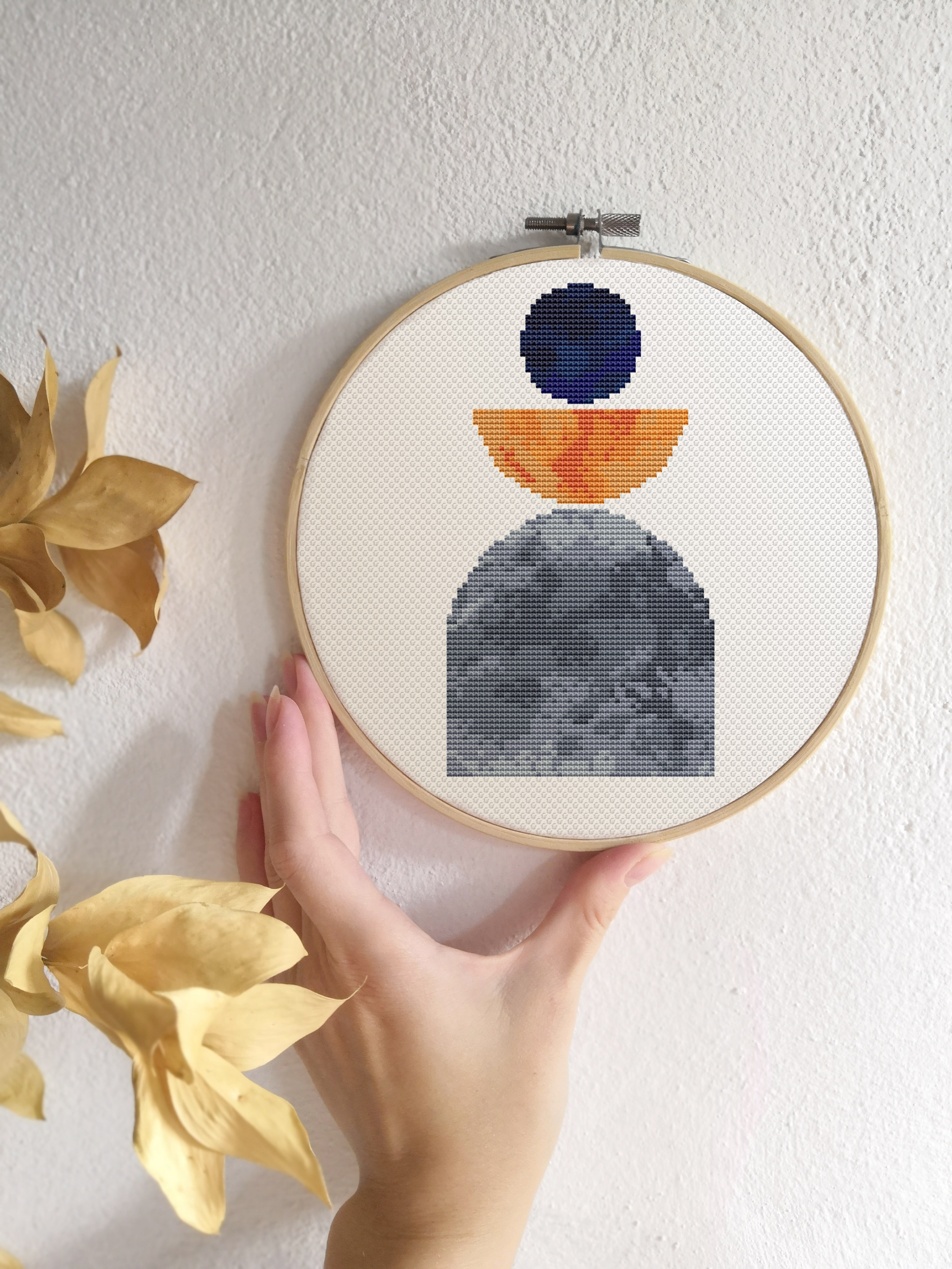 Modern cross stitch pattern PDF Navy orange gray cross stitc - Inspire ...