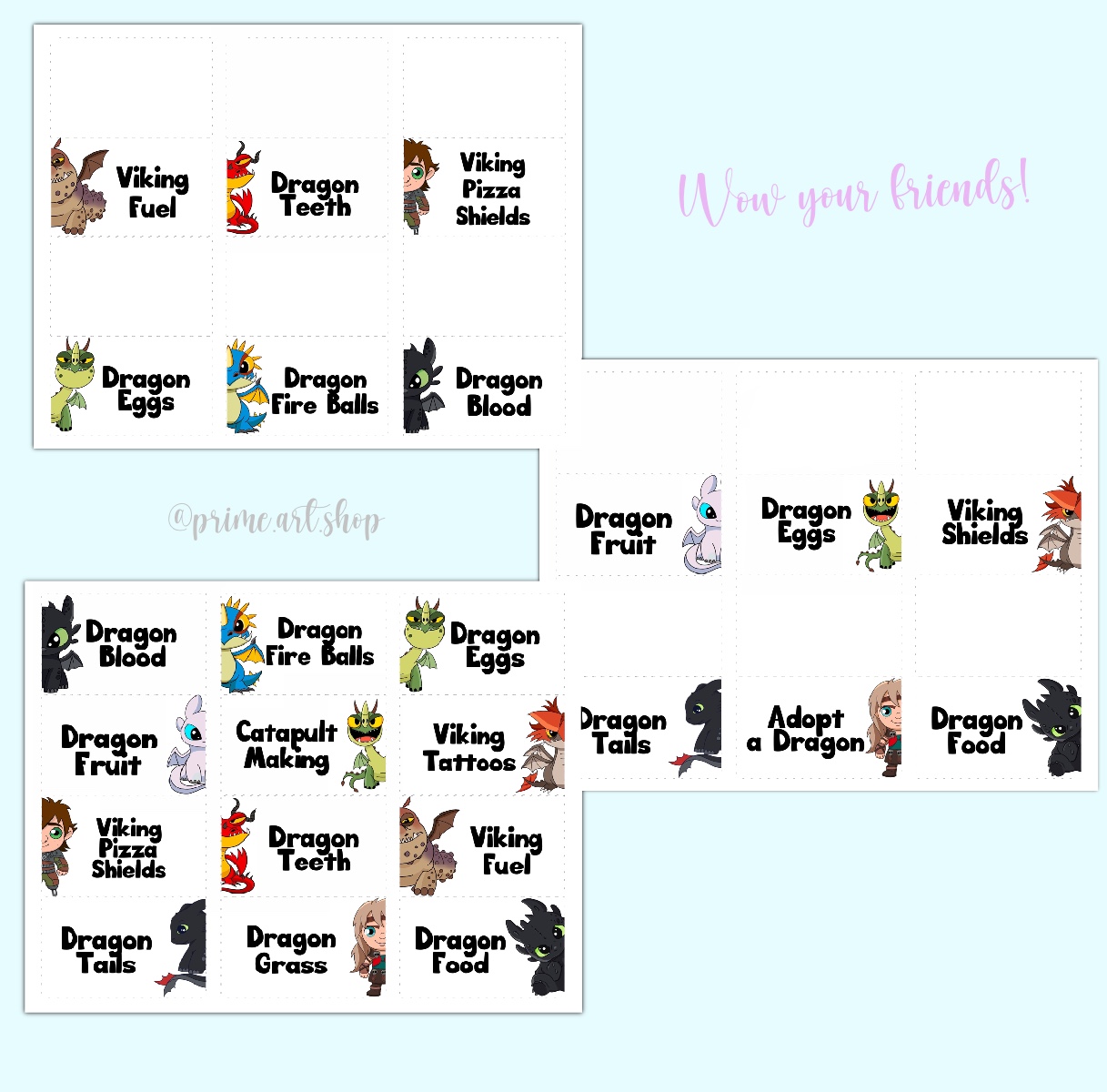 Digital Food labels How to train dragon cards, food cards - Inspire Uplift