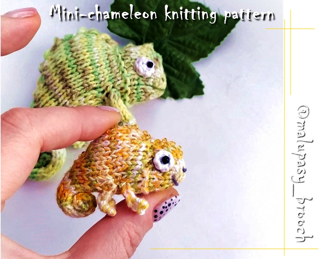 Chameleon knitting pattern, toy knitting pattern, brooch | Inspire Uplift