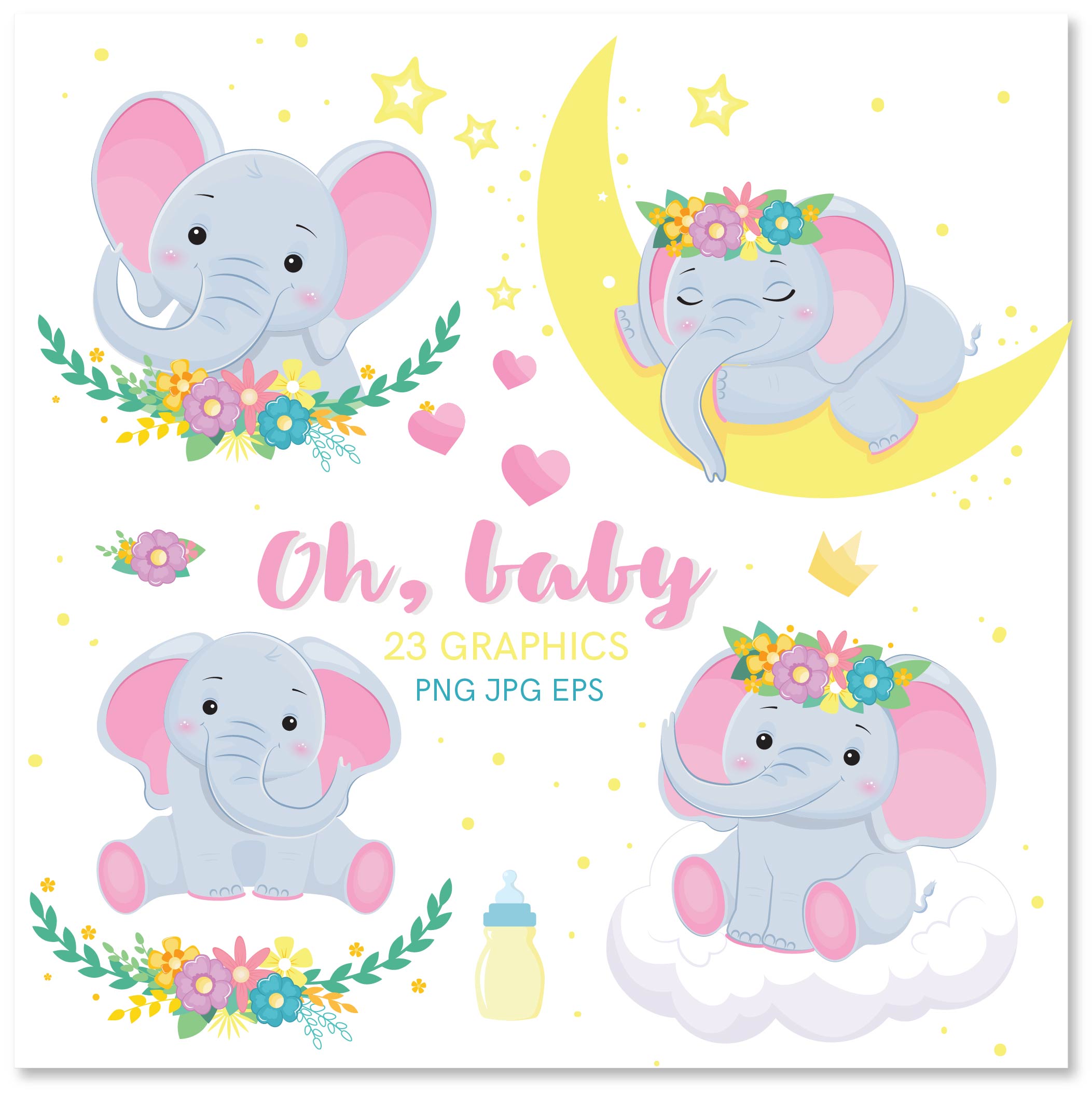 Elephants baby clip art | Inspire Uplift