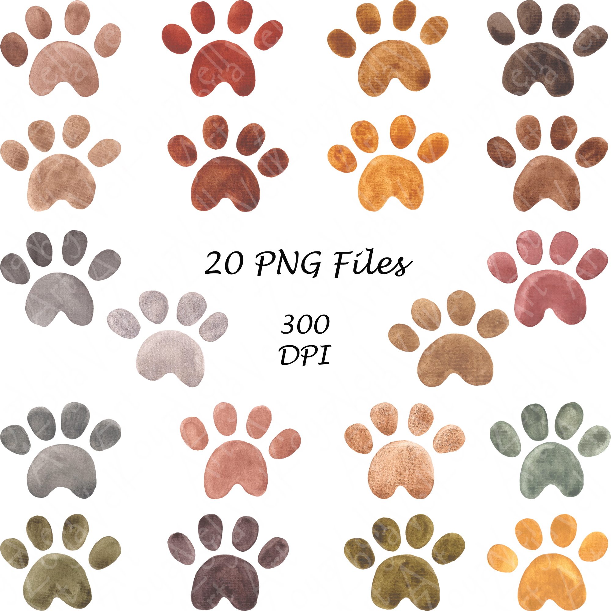 Watercolor paw prints clipart, Hand painted animals paws - Inspire Uplift
