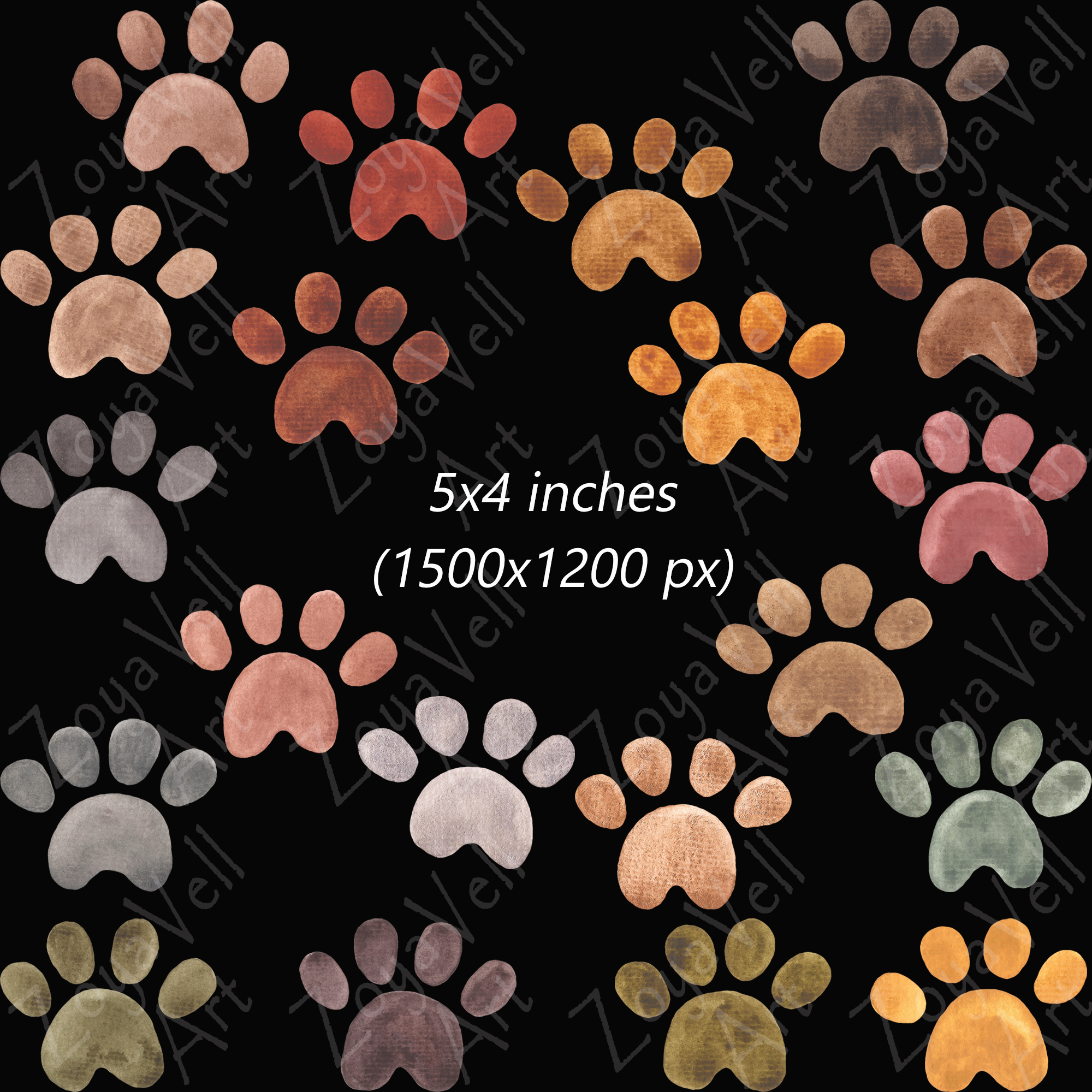 Watercolor paw prints clipart, Hand painted animals paws - Inspire Uplift
