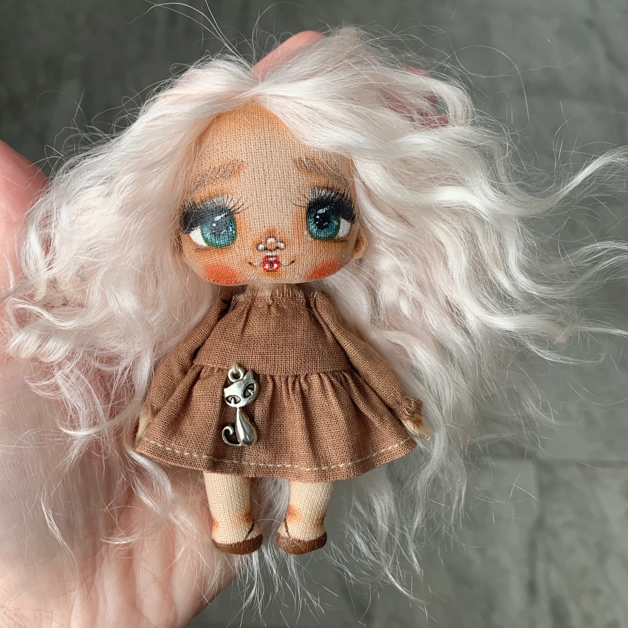 Kitty doll Personalised textile doll Mini art doll Custom Ra - Inspire ...