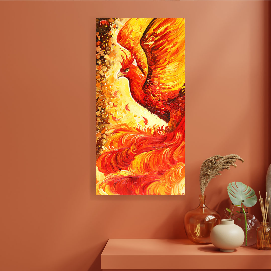 Phoenix Oil Painting Bird Phoenix Original Art Fire Bird Tex - Inspire ...