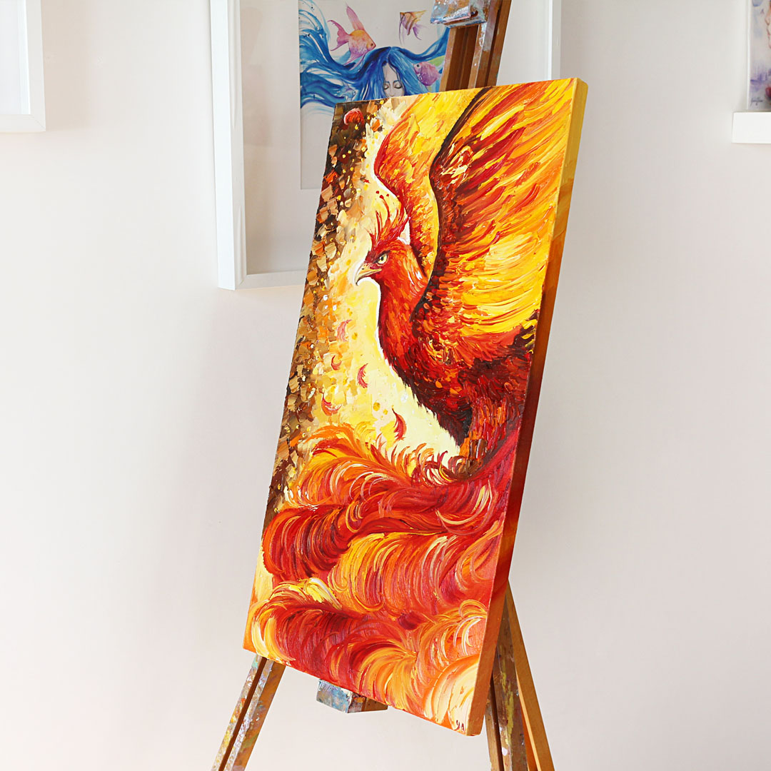 Phoenix Oil Painting Bird Phoenix Original Art Fire Bird Tex - Inspire ...