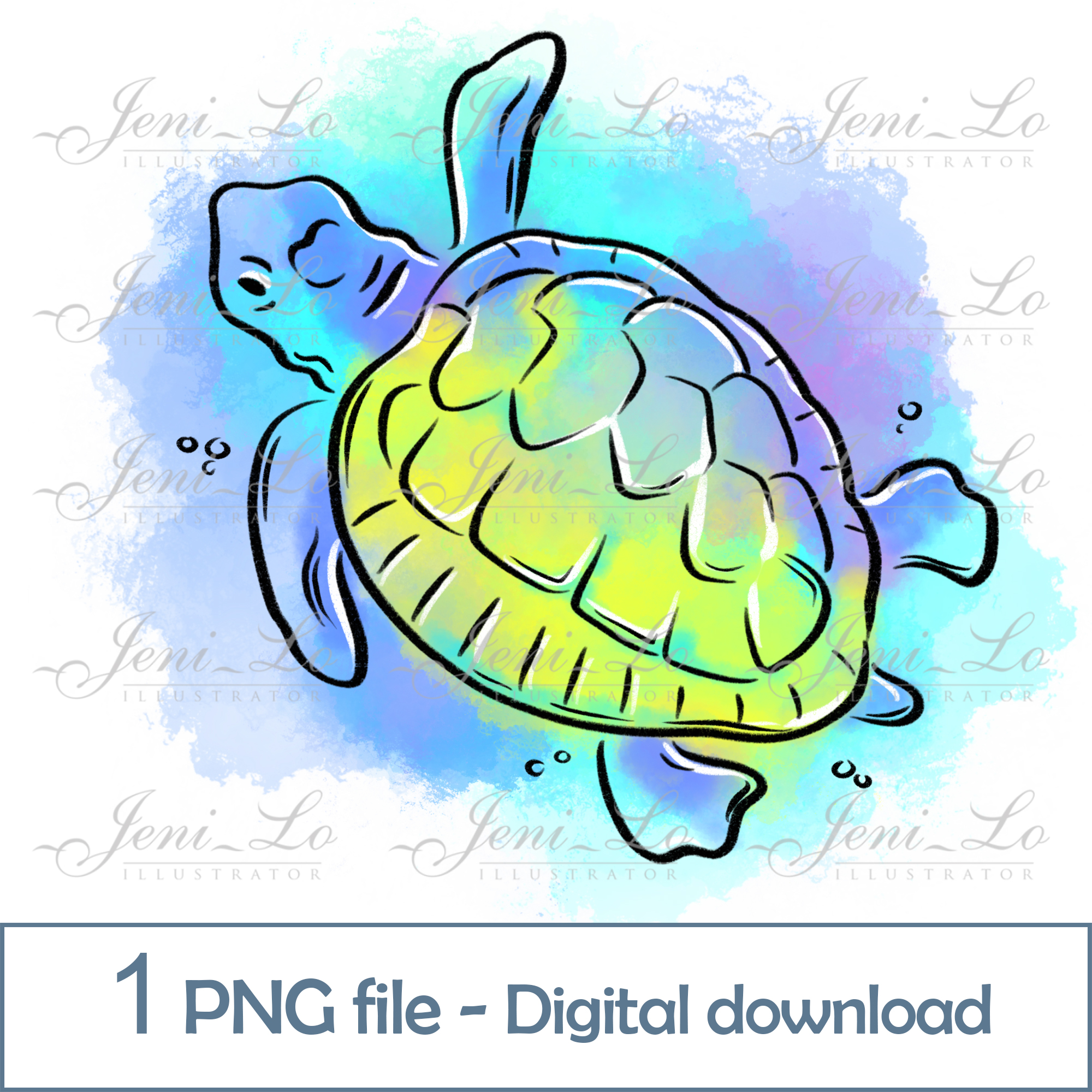 Rainbow Turtle 1 PNG file Vacation Clipart Bright colors Sub - Inspire ...