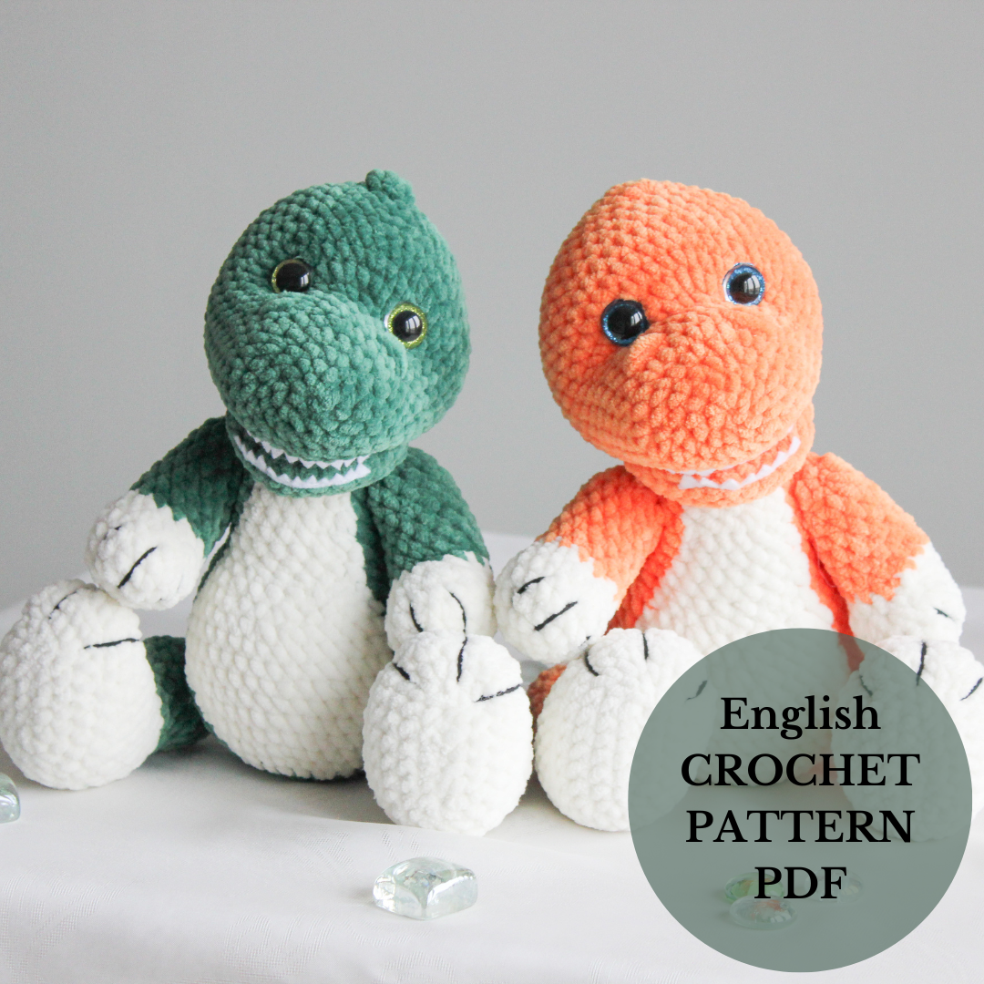 Dinosaur crochet pattern PDF, plush amigurumi animals tutori - Inspire ...
