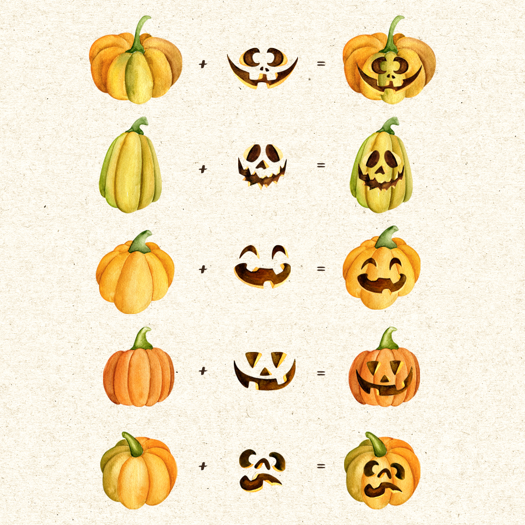 Watercolor Halloween pumpkins clipart, Jack-o'-lantern cons - Inspire ...