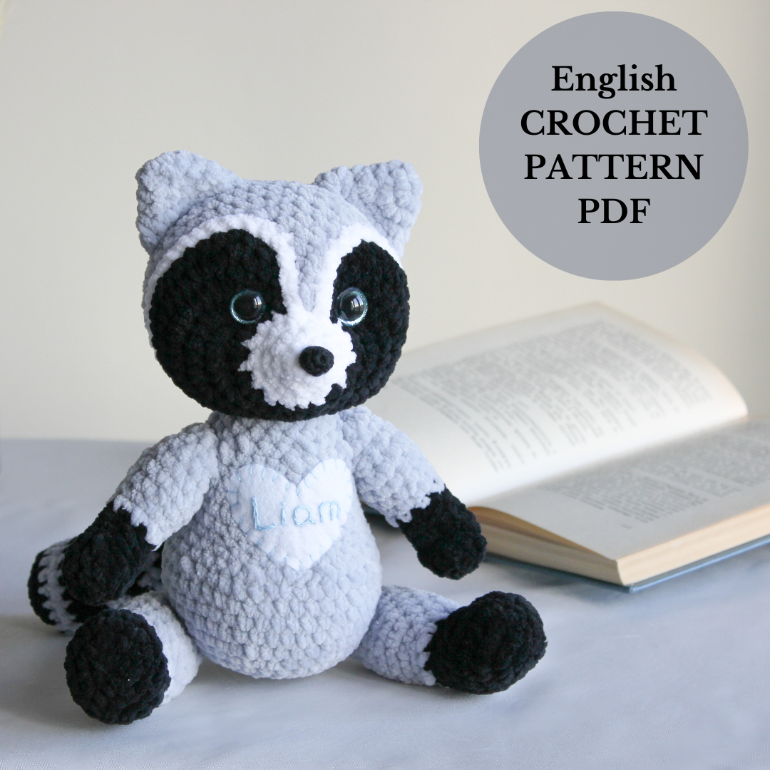 Raccoon crochet amigurumi pattern, crochet stuffed animals, - Inspire ...