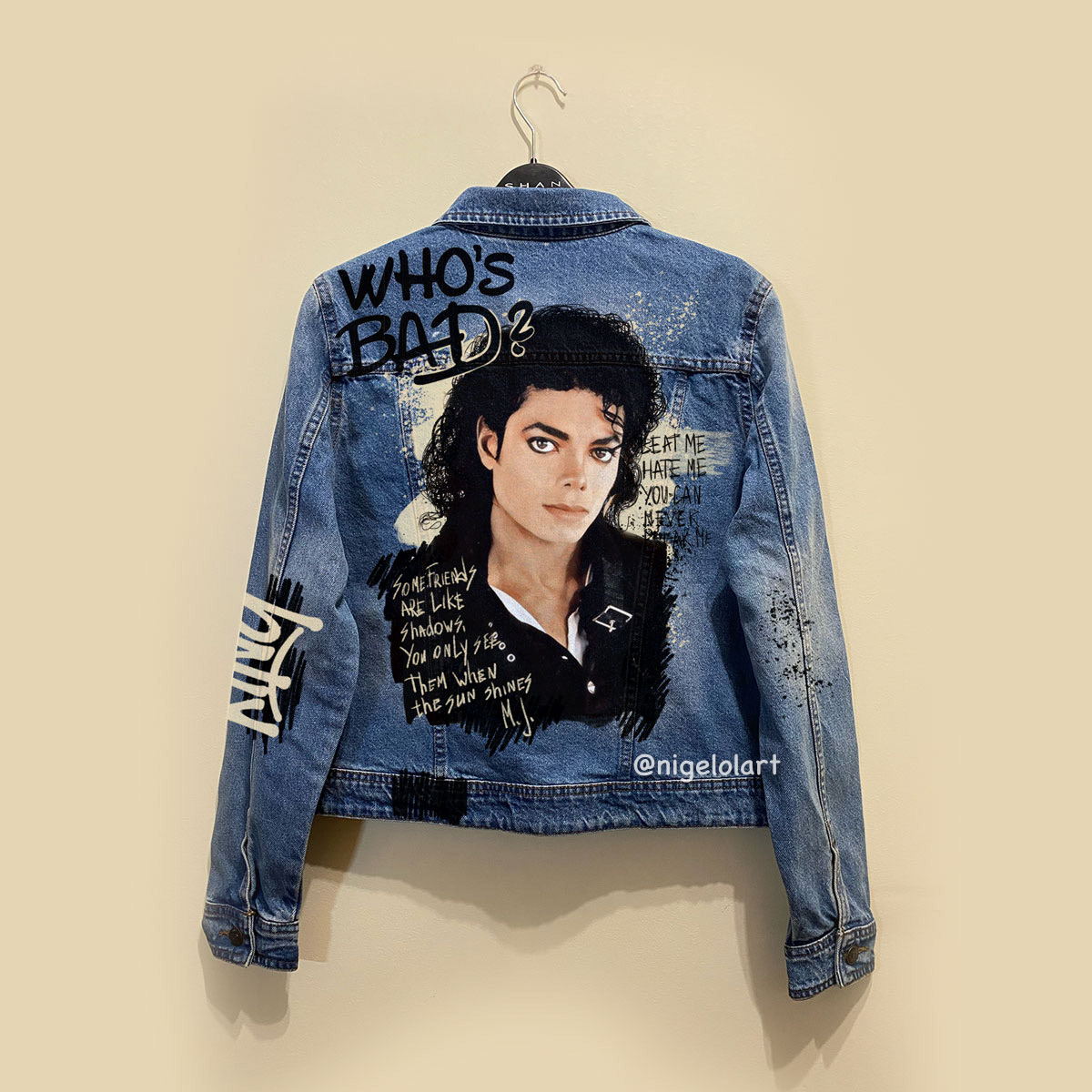 Michael Jackson Painted denim jacket Custom jacket Portrait - Inspire ...