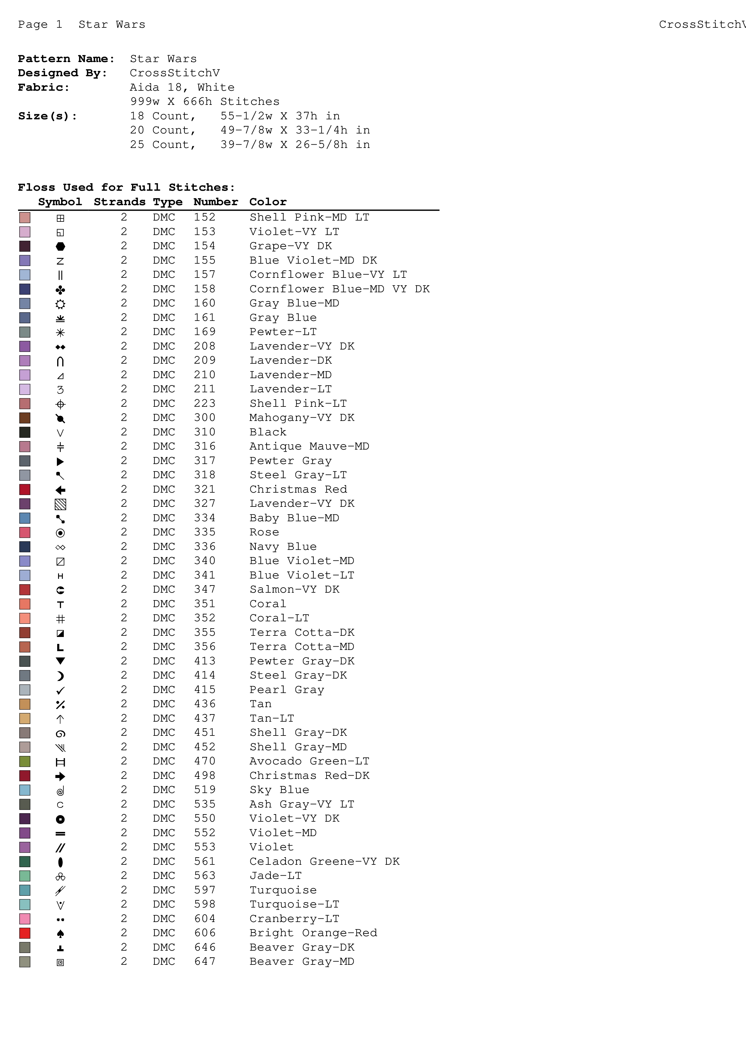 Star Wars Cross Stitch Pattern / Star Wars Large Cross Stitc - Inspire ...