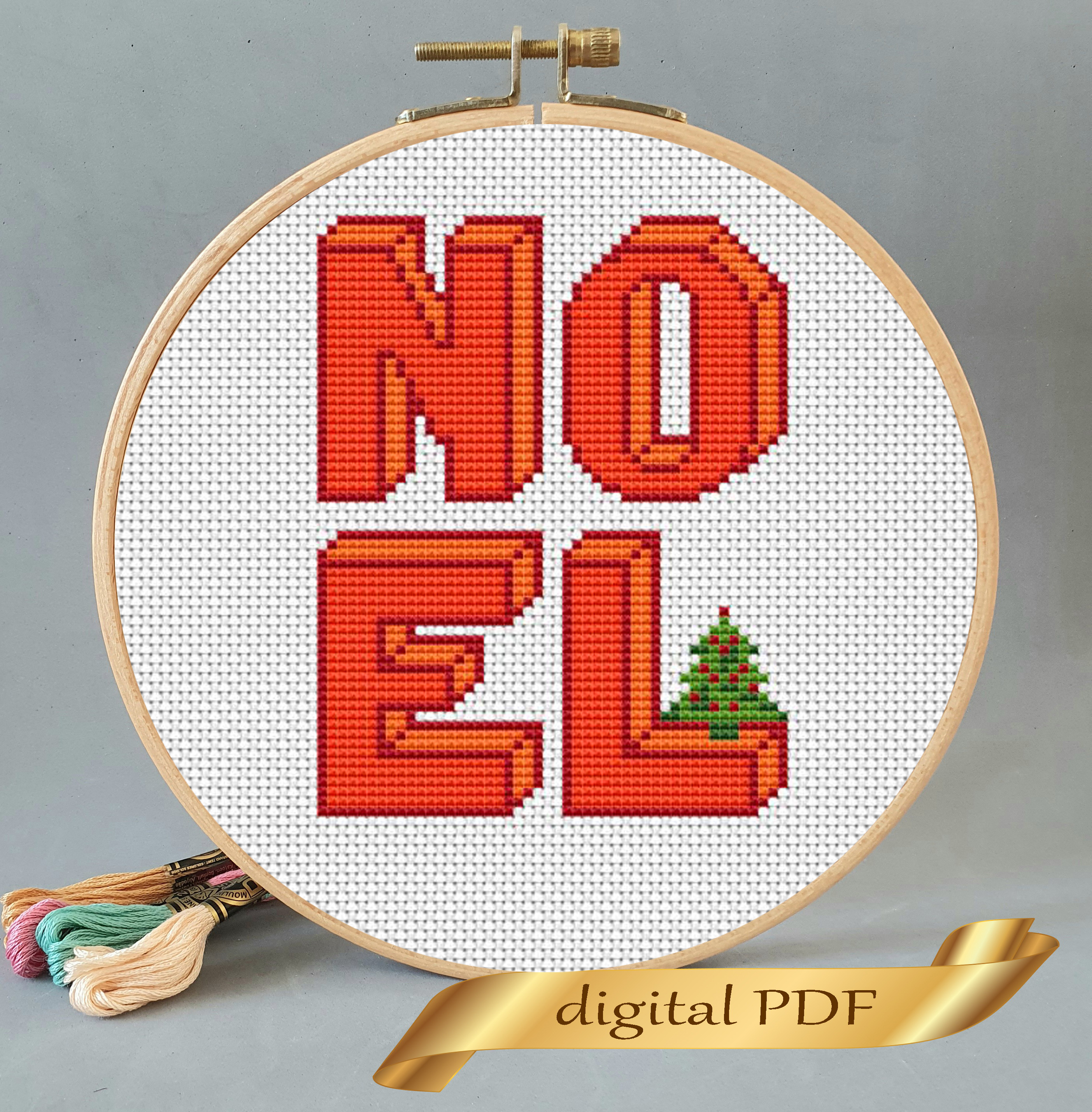 Noel pattern pdf cross stitch DIY Christmas embroidery | Inspire Uplift
