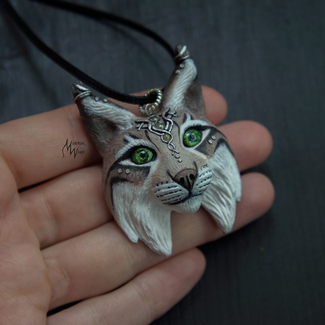 Fantasy cat Lynx trot bobcat wildcat pendant forest cat neck - Inspire ...