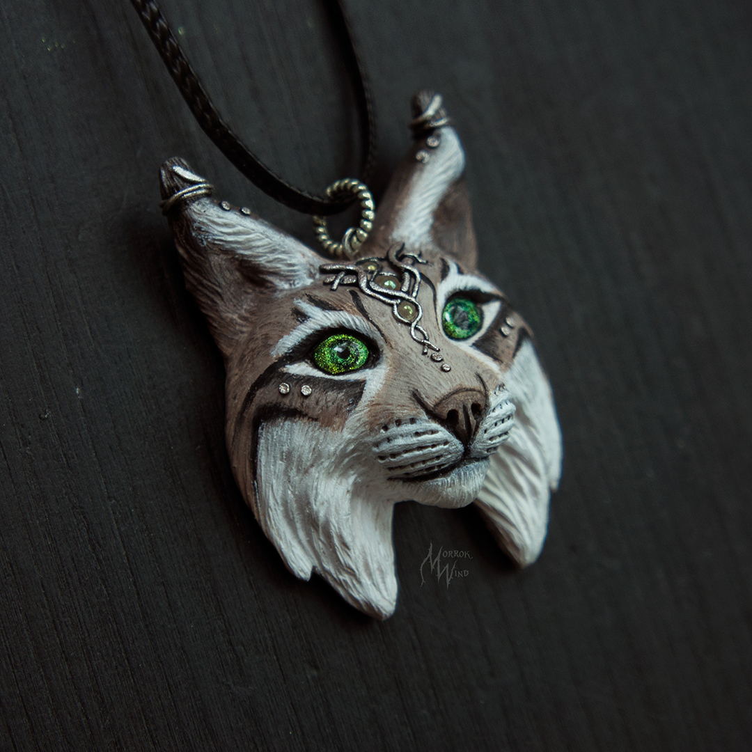 Fantasy cat Lynx trot bobcat wildcat pendant forest cat neck - Inspire ...