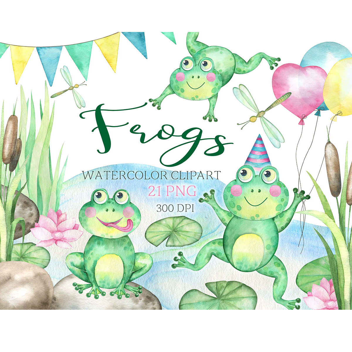 Watercolor Frogs clipart funny frog set clip art | Inspire Uplift