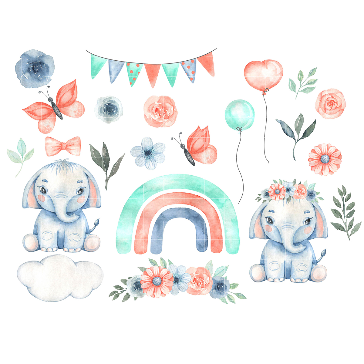 Watercolor Little elephant Clipart Rainbow clip art baby sho - Inspire ...