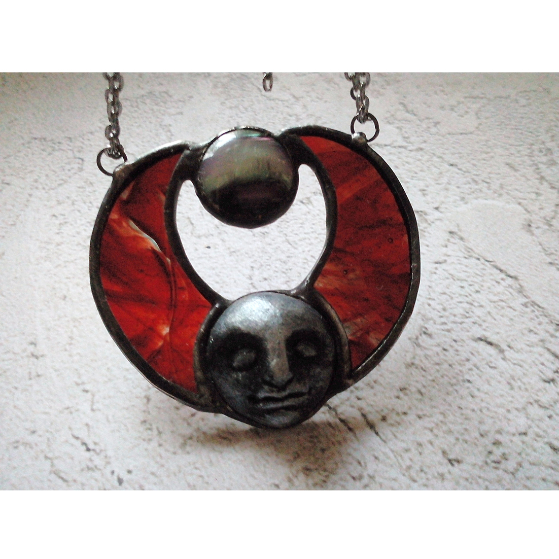 Moon crescent necklace, blood moon necklace, black lilith, - Inspire Uplift
