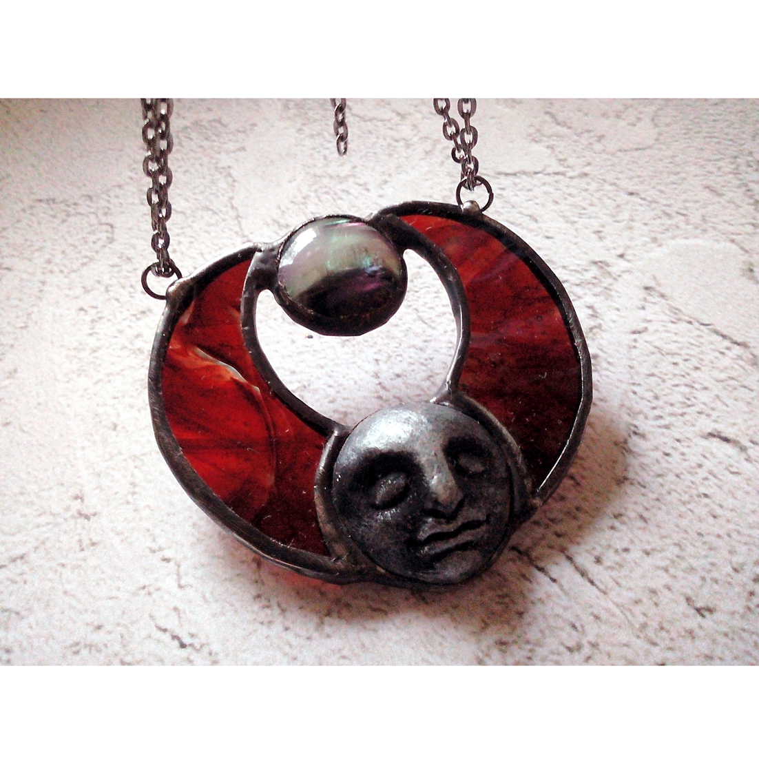 Moon crescent necklace, blood moon necklace, black lilith, - Inspire Uplift